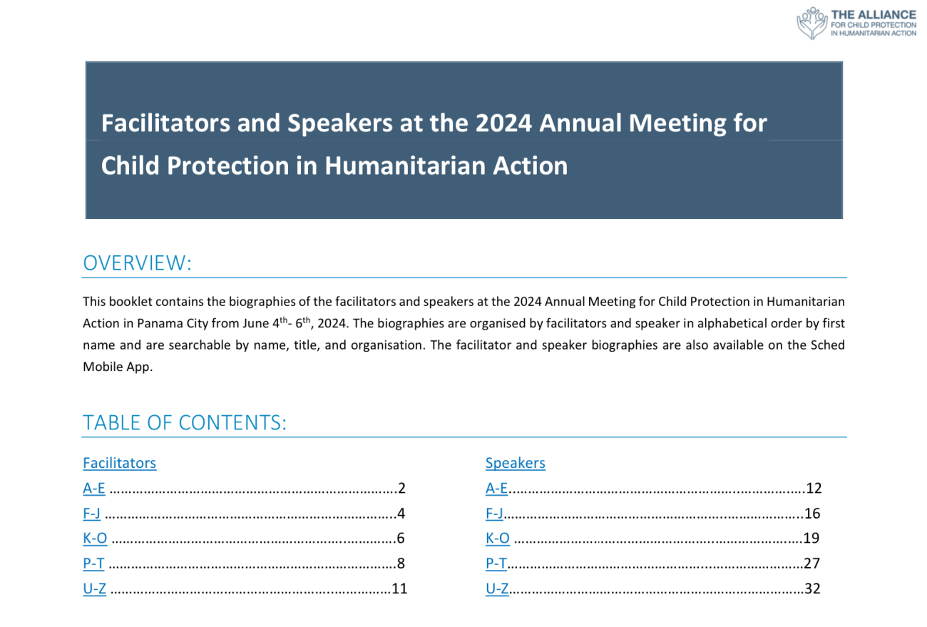 Facilitators and Speakers at the 2024 Annual Meeting for Child ...