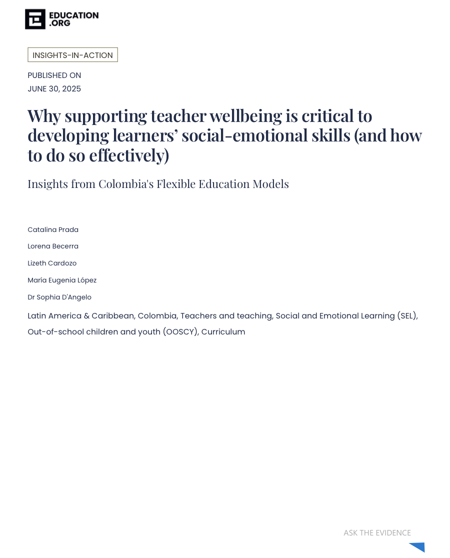 Why Supporting Teacher Well-being is Critical to Developing Learners ...