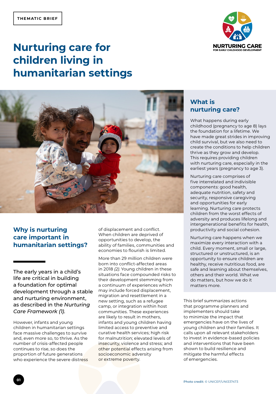 Nurturing Care in Emergencies Framework | Alliance CHPA